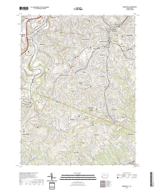 US Topo 7.5-minute map for Bridgeville PA – American Map Store