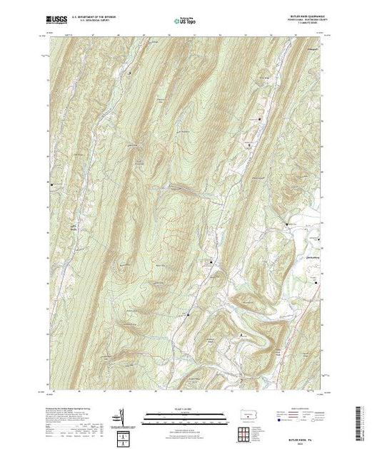 US Topo 7.5-minute map for Butler Knob PA – American Map Store