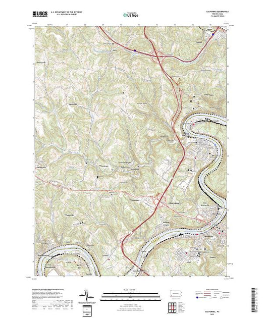 US Topo 7.5-minute map for California PA – American Map Store