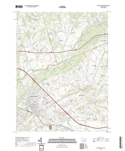 US Topo 7.5-minute map for Elizabethtown PA – American Map Store
