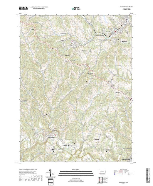 US Topo 7.5-minute map for Ellsworth PA – American Map Store