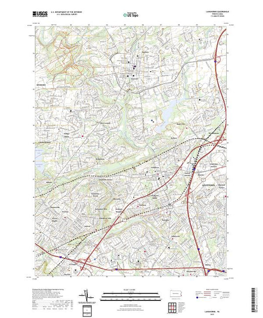 US Topo 7.5-minute map for Langhorne PA – American Map Store