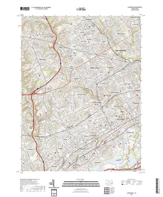 US Topo 7.5-minute map for Lansdowne PA – American Map Store