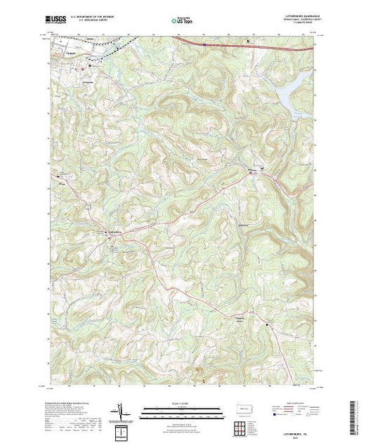US Topo 7.5-minute map for Luthersburg PA – American Map Store