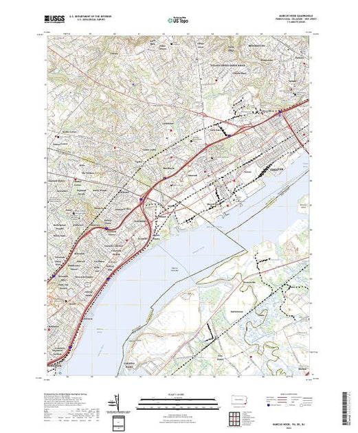 US Topo 7.5-minute map for Marcus Hook PADENJ – American Map Store