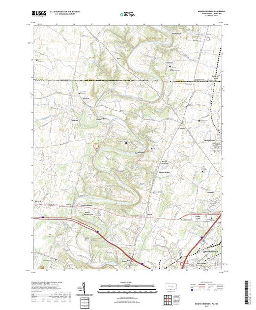 US Topo 7.5-minute map for Mason and Dixon PAMD – American Map Store
