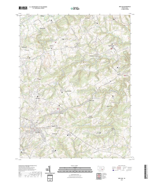US Topo 7.5-minute map for Red Lion PA – American Map Store