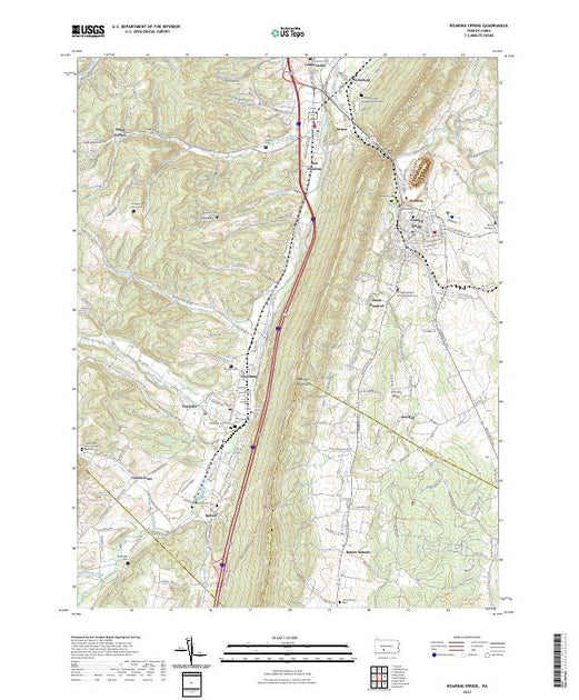 US Topo 7.5-minute map for Roaring Spring PA – American Map Store