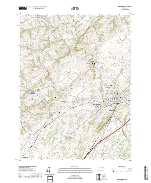 US Topo 7.5-minute map for Shippensburg PA – American Map Store