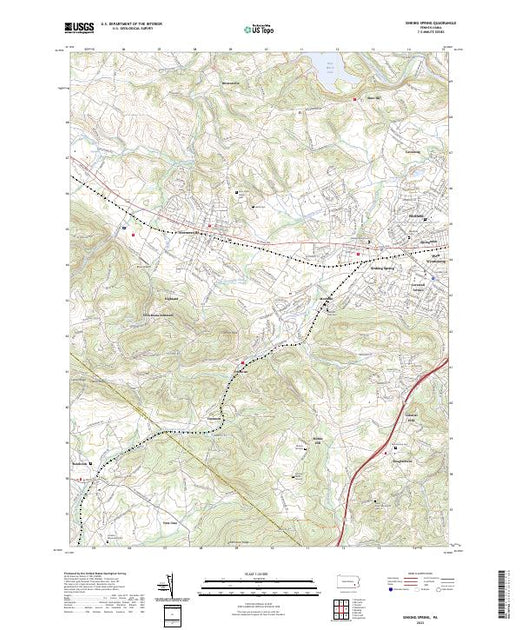 US Topo 7.5-minute map for Sinking Spring PA – American Map Store