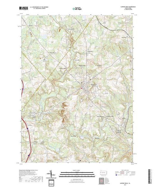 US Topo 7.5-minute map for Slippery Rock PA – American Map Store