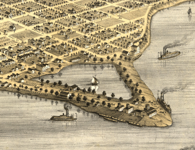 Bird's Eye View of Lake City, Minnesota, 1867 – American Map Store