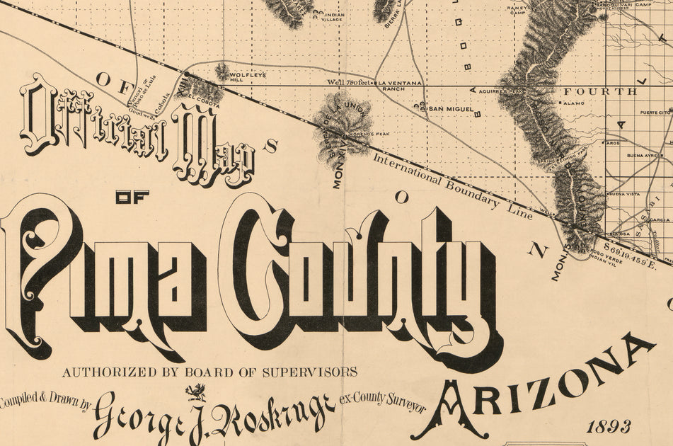 Official Map of Pima County, Arizona, 1893 – American Map Store