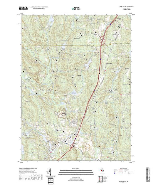 US Topo 7.5-minute map for Hope Valley RI – American Map Store