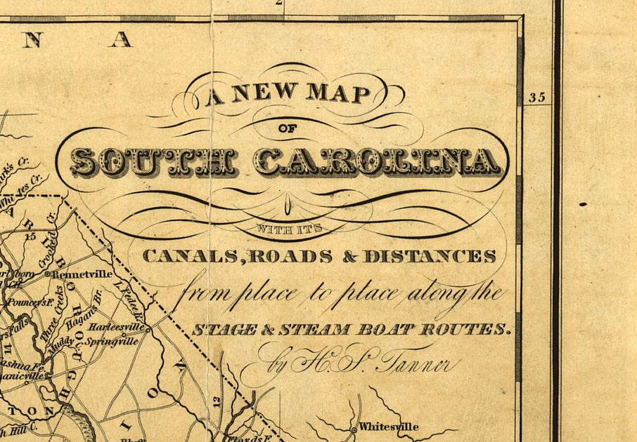 A New Map of South Carolina, 1833 – American Map Store