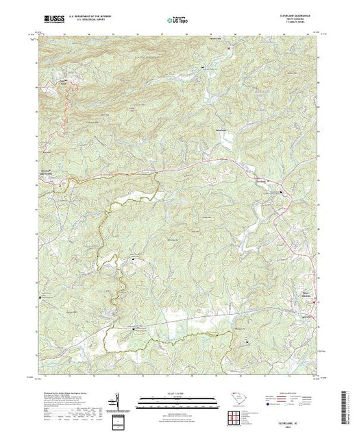 US Topo 7.5-minute map for Cleveland SC – American Map Store
