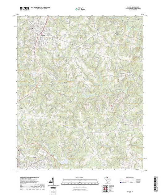 US Topo 7.5-minute map for Clover SC – American Map Store