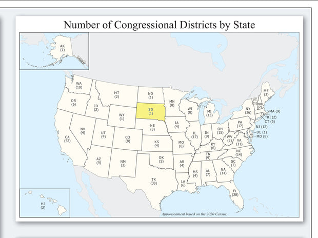 South Dakota Congressional District Wall Map – American Map Store