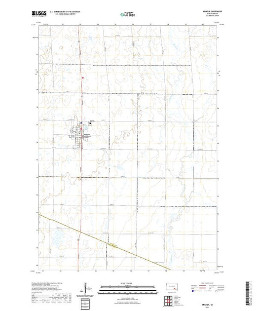 USGS US Topo 7.5-minute map for Armour SD 2021 – American Map Store
