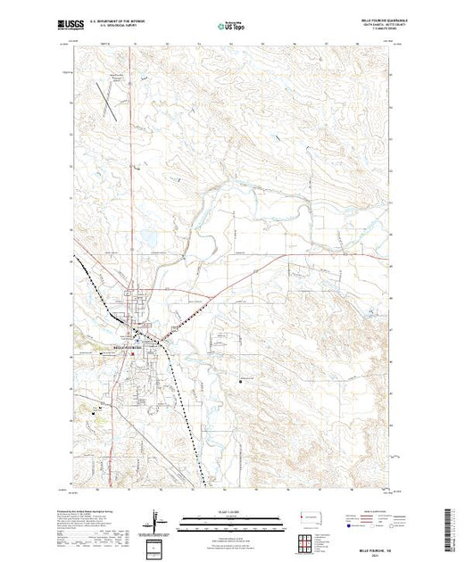 USGS US Topo 7.5-minute map for Belle Fourche SD 2021 – American Map Store