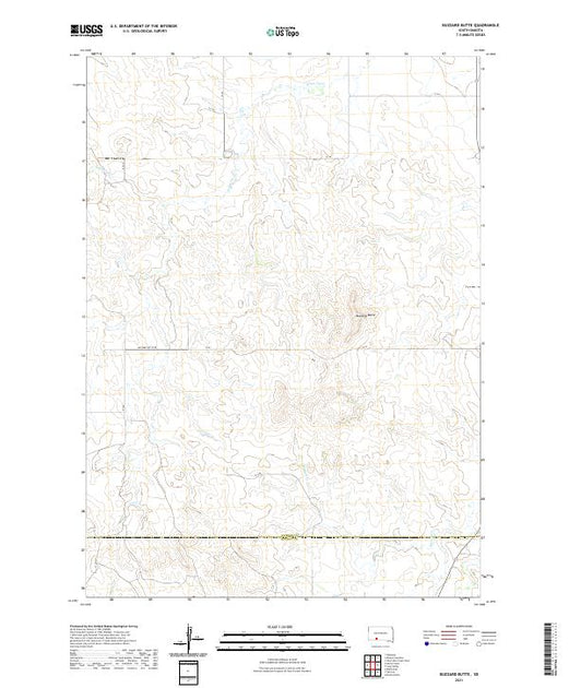 USGS US Topo 7.5-minute map for Buzzard Butte SD 2021 – American Map Store