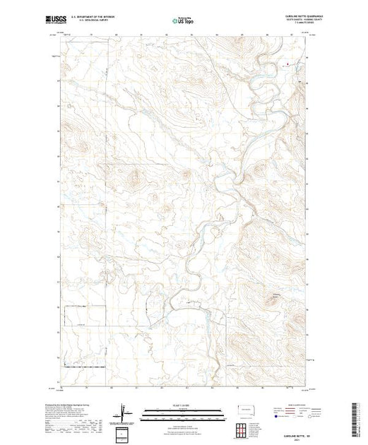 USGS US Topo 7.5-minute map for Caroline Butte SD 2021 – American Map Store