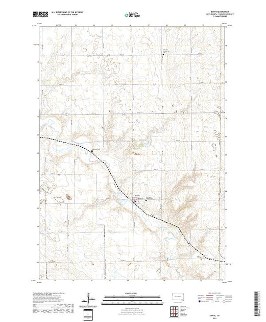 USGS US Topo 7.5-minute map for Dante SD 2021 – American Map Store