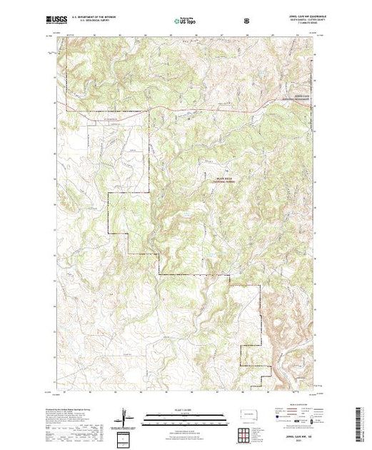 USGS US Topo 7.5-minute map for Jewel Cave NW SD 2021 – American Map Store