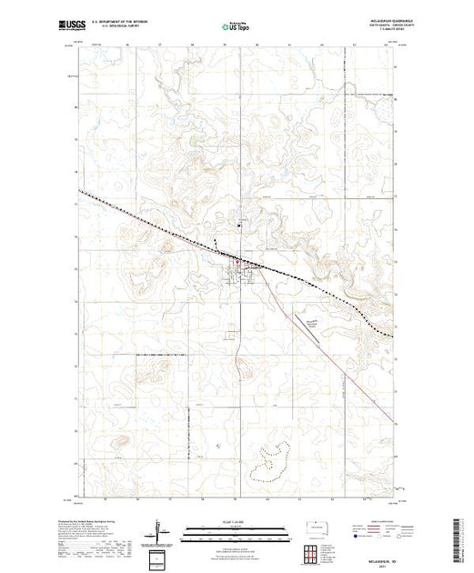 USGS US Topo 7.5-minute map for McLaughlin SD 2021 – American Map Store