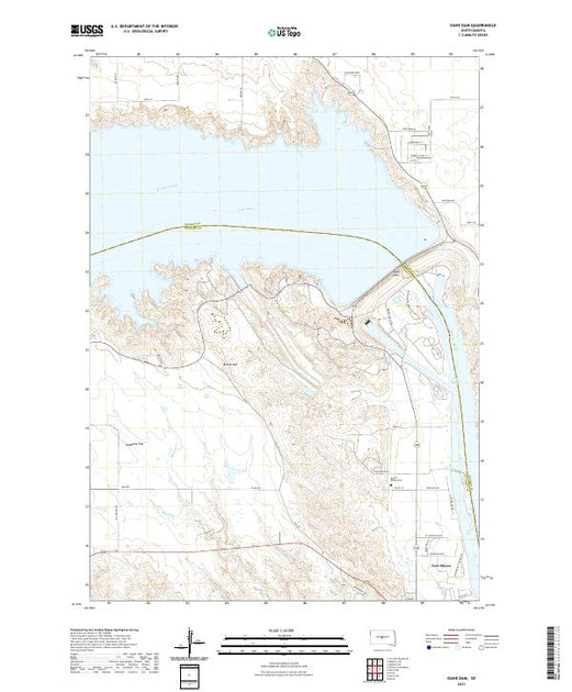 USGS US Topo 7.5-minute map for Oahe Dam SD 2021 – American Map Store