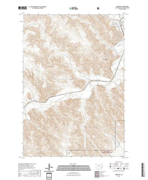 USGS US Topo 7.5-minute map for Pierre SW SD 2021 – American Map Store