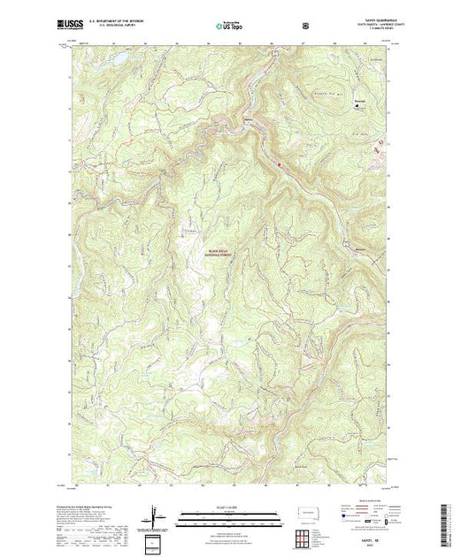 USGS US Topo 7.5-minute map for Savoy SD 2021 – American Map Store