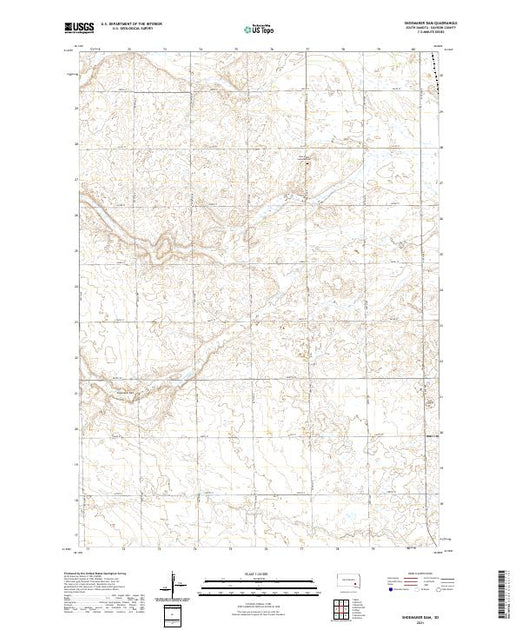 USGS US Topo 7.5-minute map for Shoemaker Dam SD 2021 – American Map Store