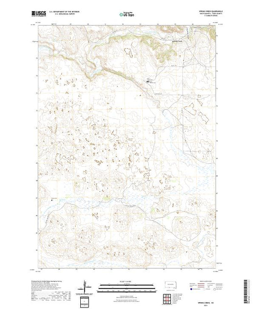 USGS US Topo 7.5-minute map for Spring Creek SD 2021 – American Map Store
