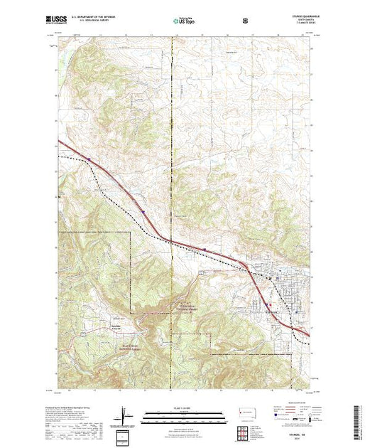 USGS US Topo 7.5-minute map for Sturgis SD 2021 – American Map Store