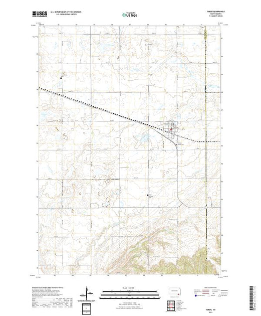 USGS US Topo 7.5-minute map for Tabor SD 2021 – American Map Store