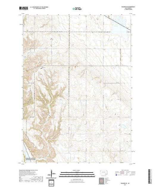 USGS US Topo 7.5-minute map for Wagner SW SD 2021 – American Map Store