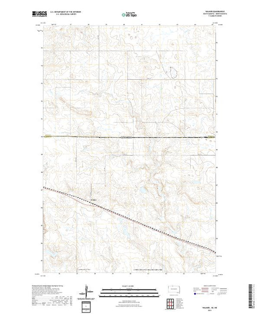 USGS US Topo 7.5-minute map for Walker SDND 2021 – American Map Store