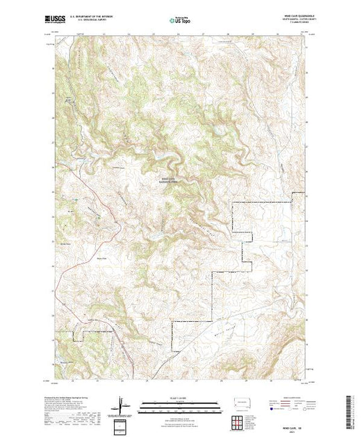 USGS US Topo 7.5-minute map for Wind Cave SD 2021 – American Map Store