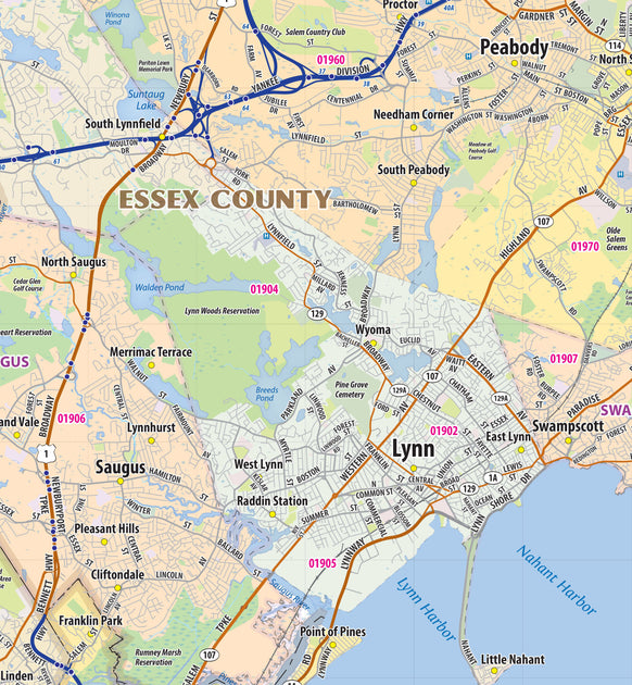 Boston and Suburbs Wall Map – American Map Store