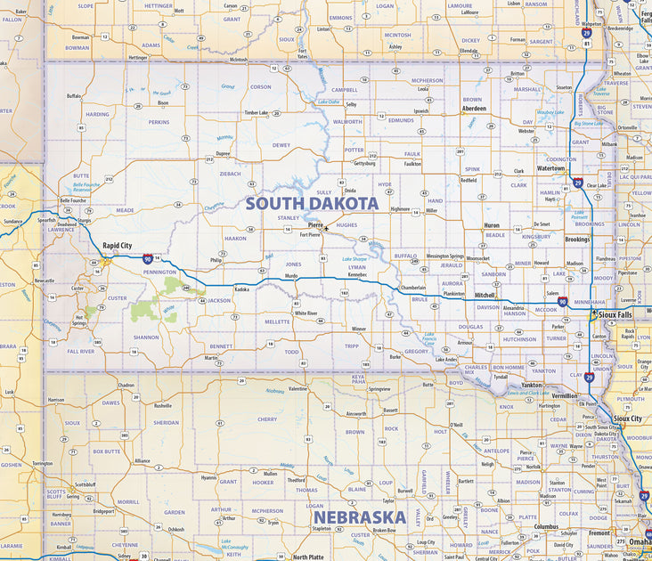 Central USA Wall Map – American Map Store