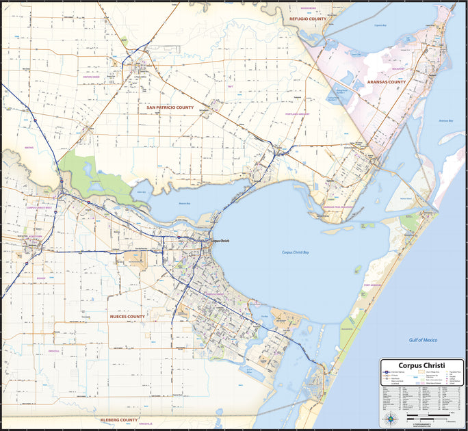 Corpus Christi Area Wall Map – American Map Store