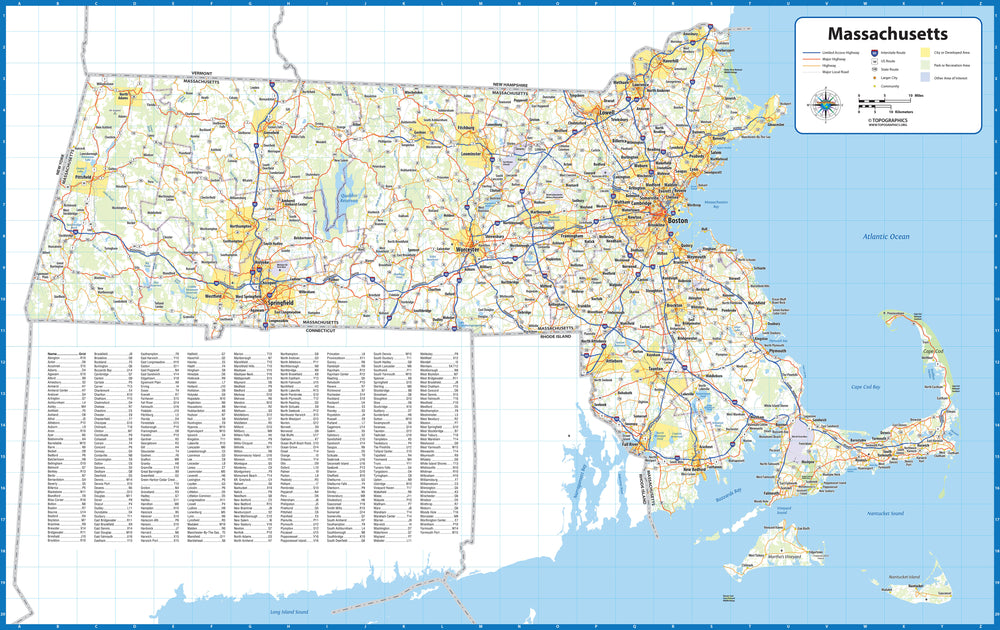 Massachusets State Wall Maps – American Map Store
