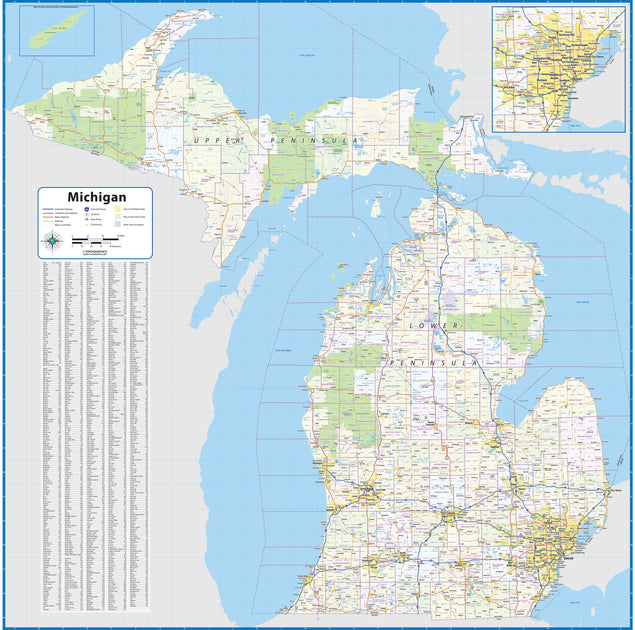 Michigan State Wall Map – American Map Store