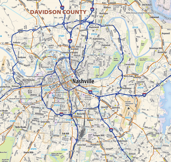 Nashville Metro Area Wall Map – American Map Store