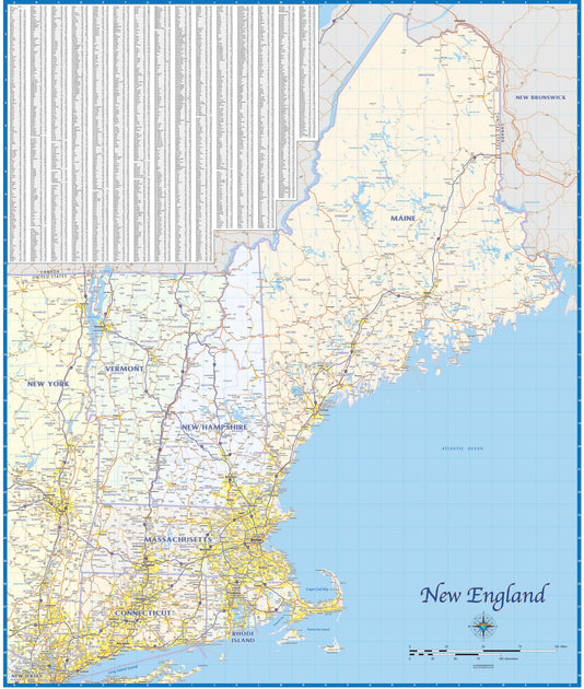 New England Regional Area Wall Map – American Map Store