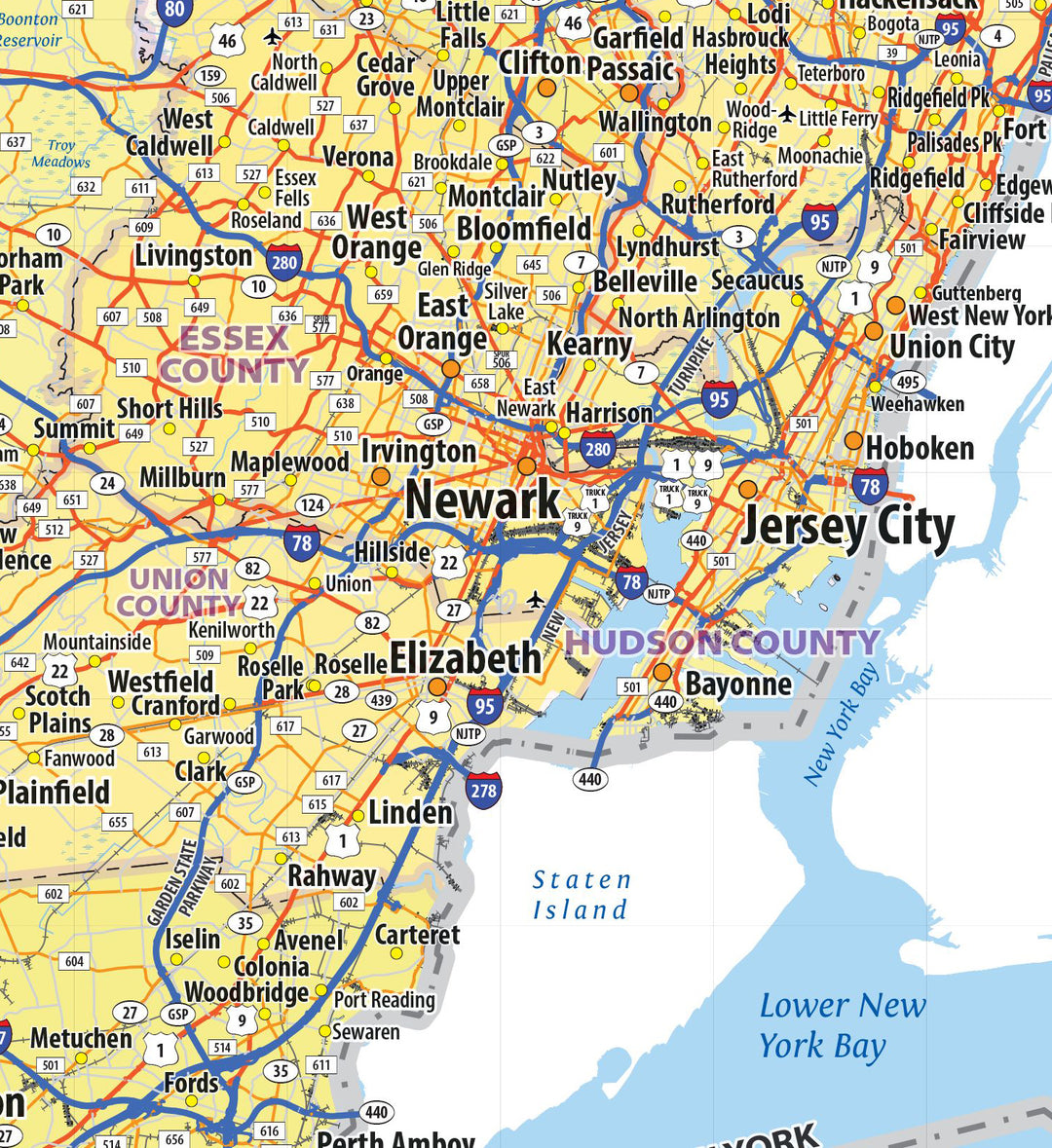 State Of New Jersey Map With Towns