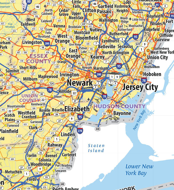 New Jersey State Wall Map – American Map Store