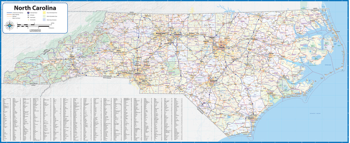 North Carolina State Wall Map – American Map Store