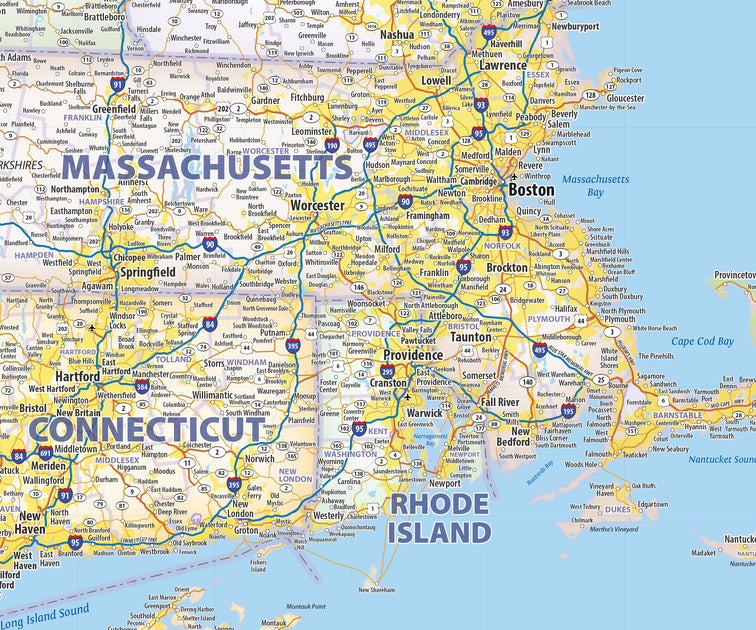 Northeast US Wall Map by Topographic Maps – American Map Store